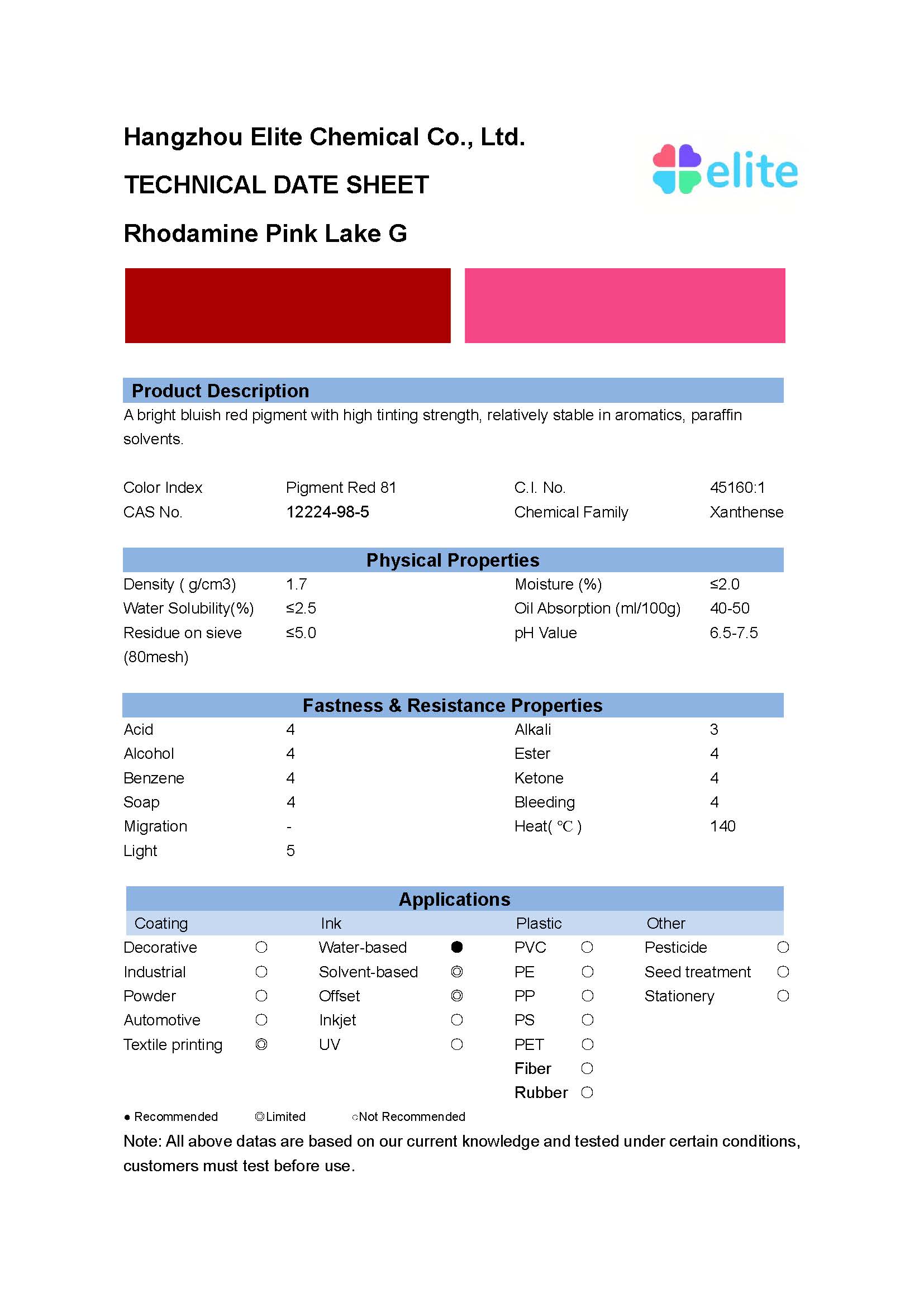 Pigment Red 81 / Rhodamine Pink Lake G