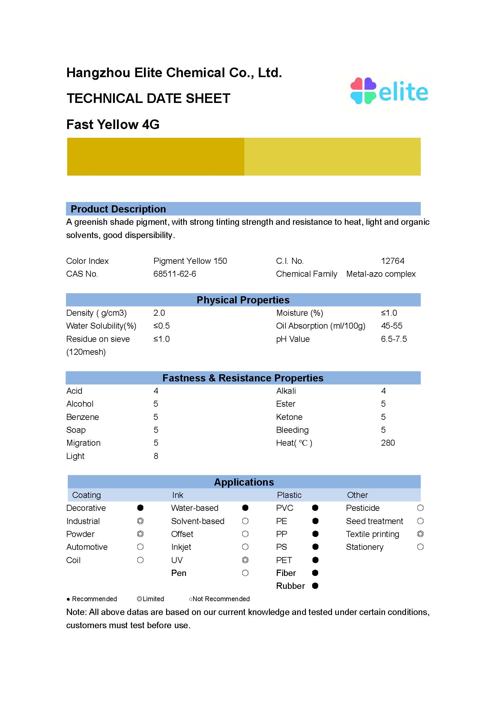 Pigment Yellow 150 / Fast Yellow 4G